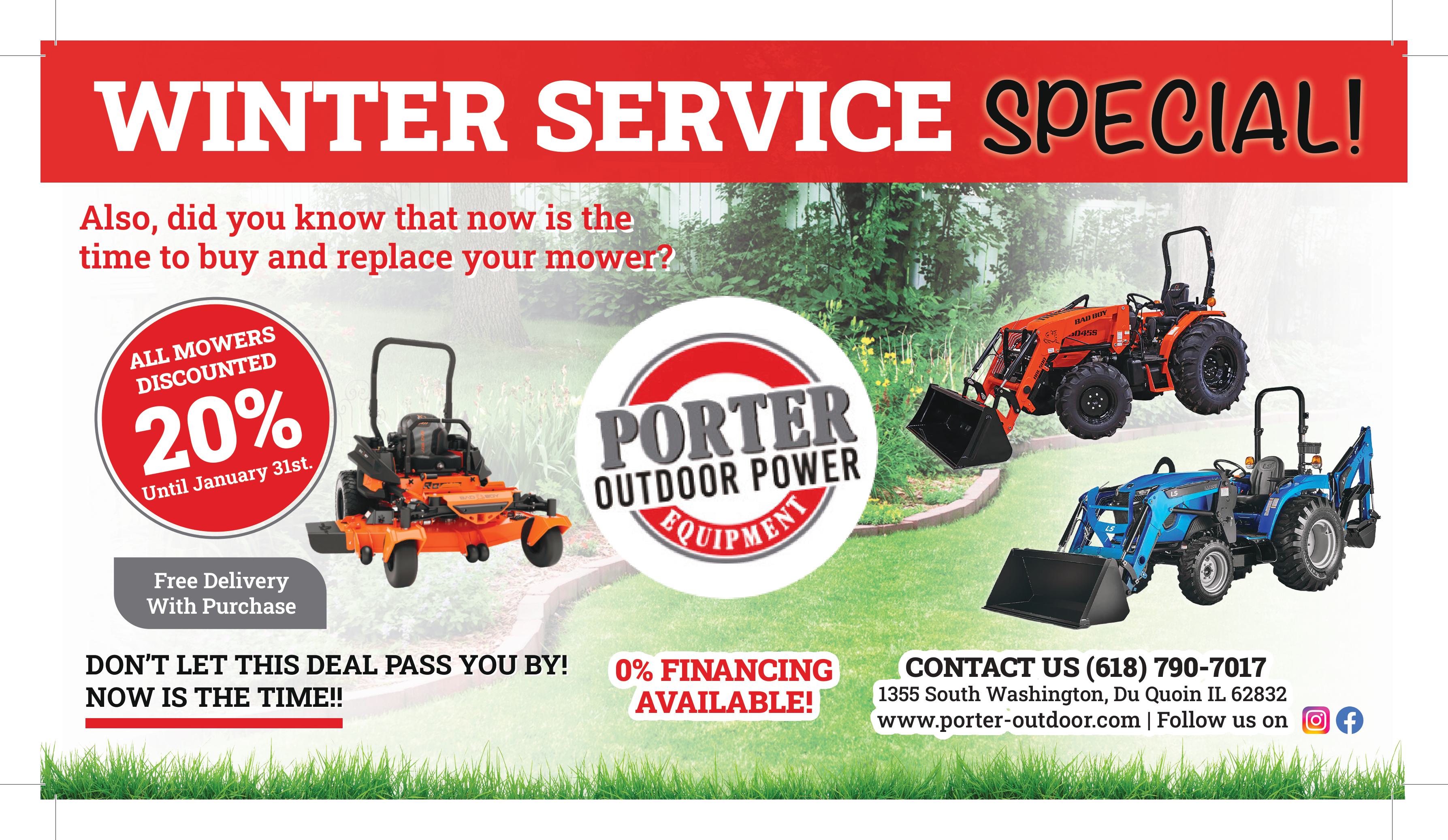 Winter Service Program Porter Outdoor Equipment Du Quoin, IL (618) 790-7017
