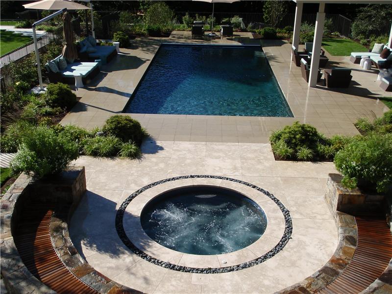 Rectangle Pool w/ Detached Round Spa Aqua-Pro Inc. Ossining, NY (914 ...
